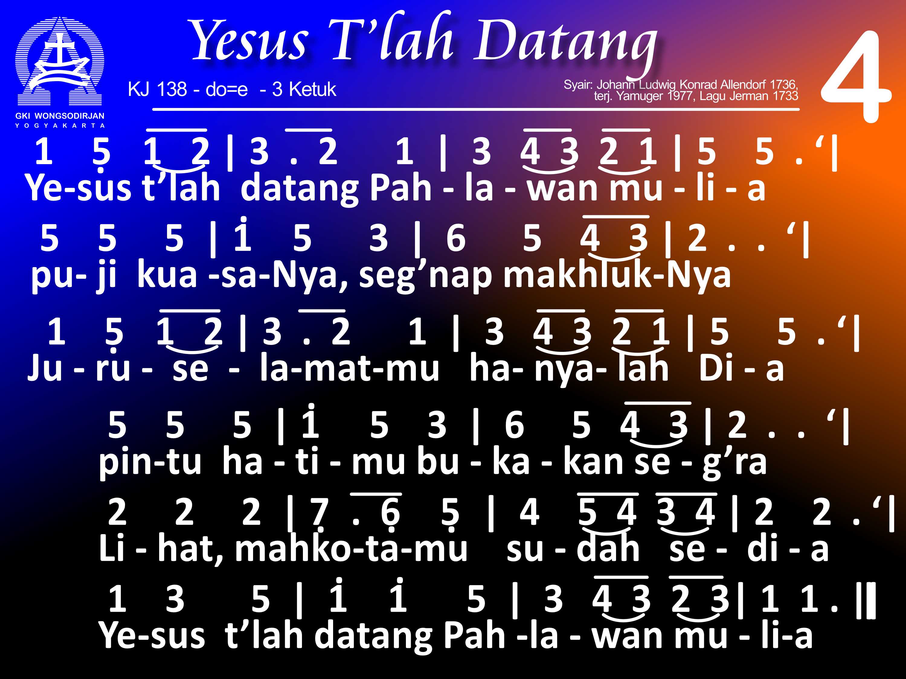 KidungOnline.com - KJ 138 YESUS TLAH DATANG