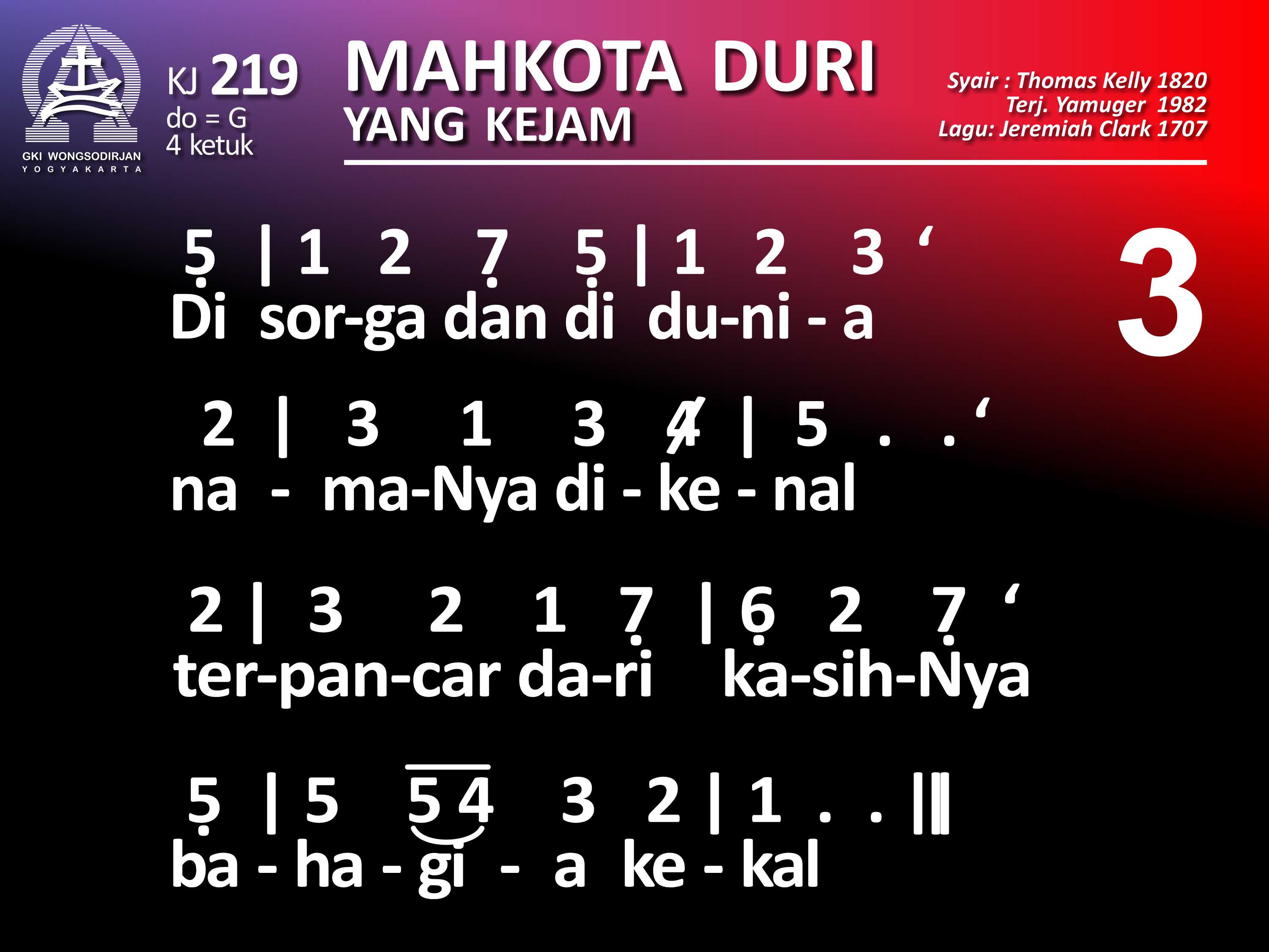 KidungOnline.com - KJ 219 MAHKOTA DURI YANG KEJAM