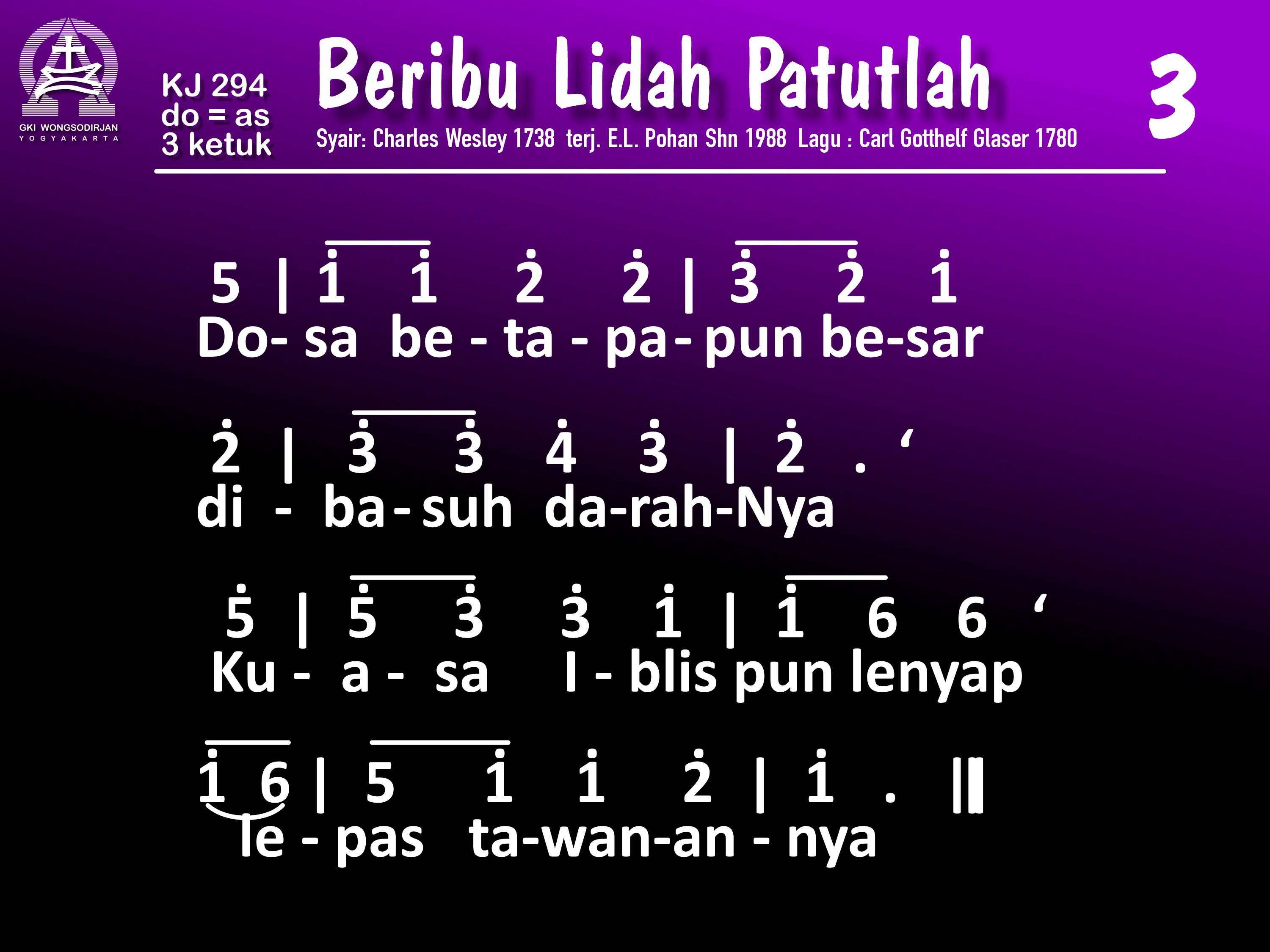 KidungOnline.com - KJ 294 BERIBU LIDAH PATUTLAH