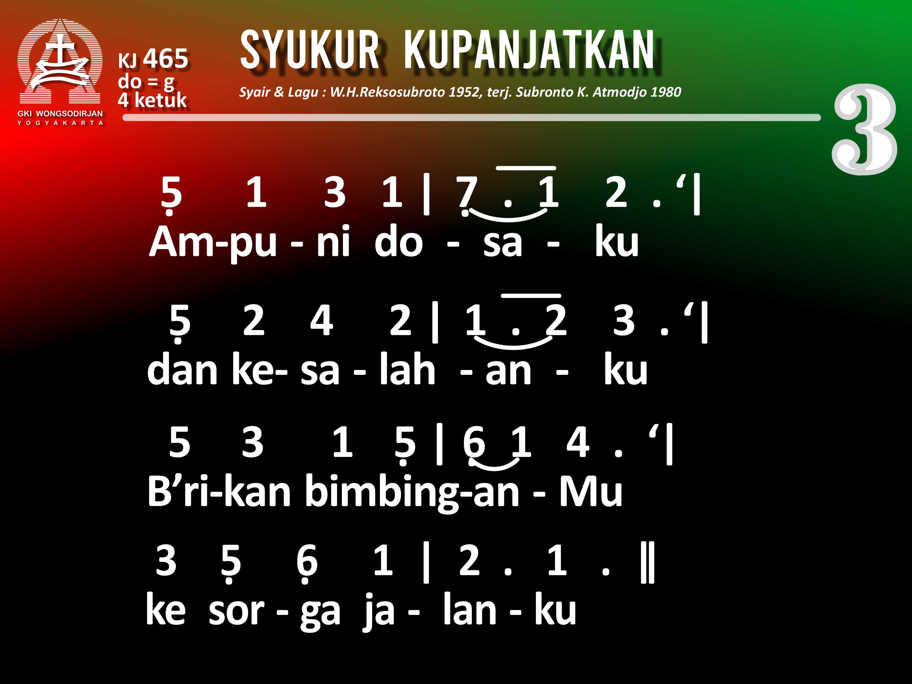 KidungOnline.com - KJ 465 SYUKUR KUPANJATKAN