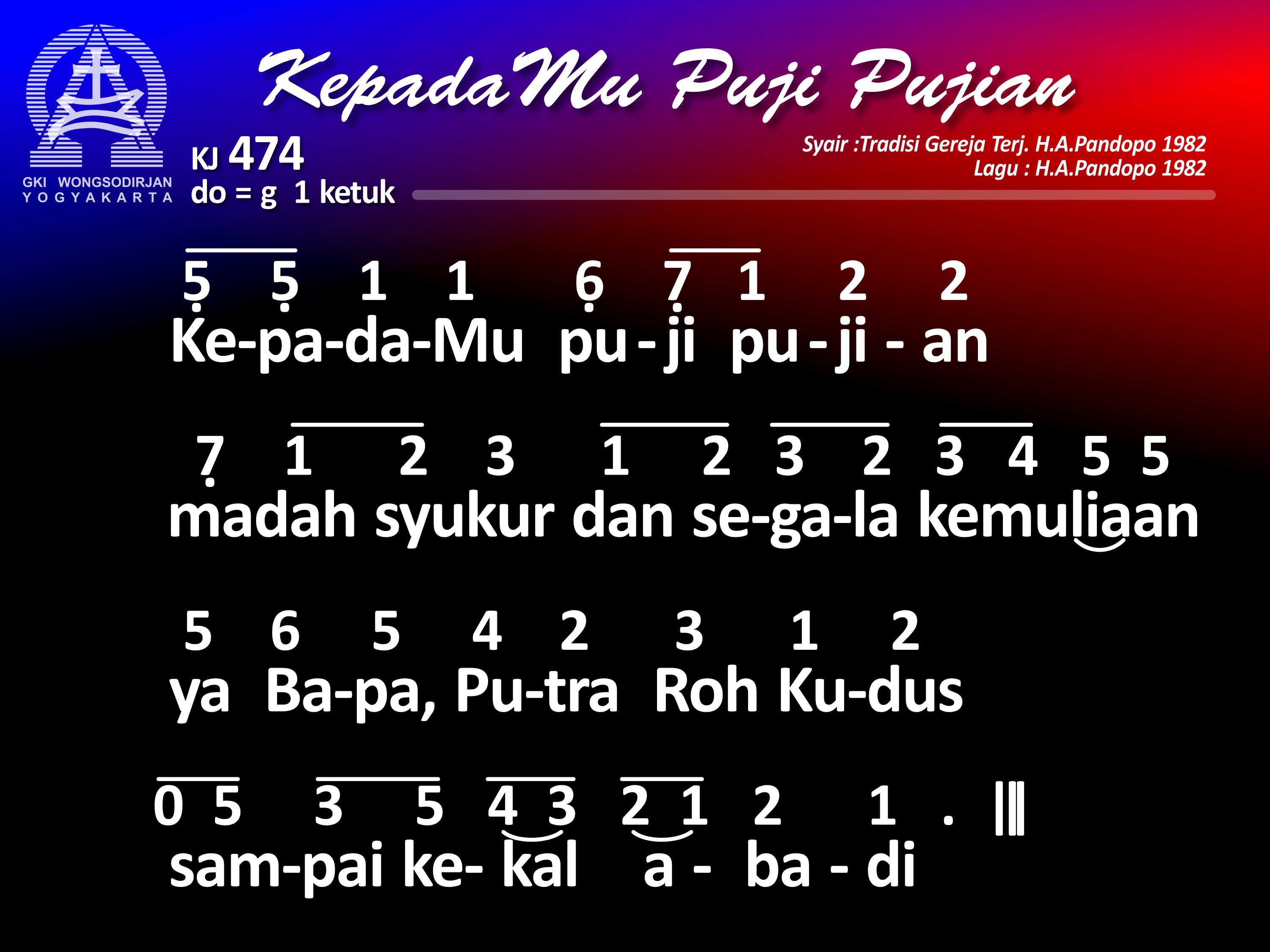 KidungOnline.com - KJ 474 KEPADAMU PUJI PUJIAN