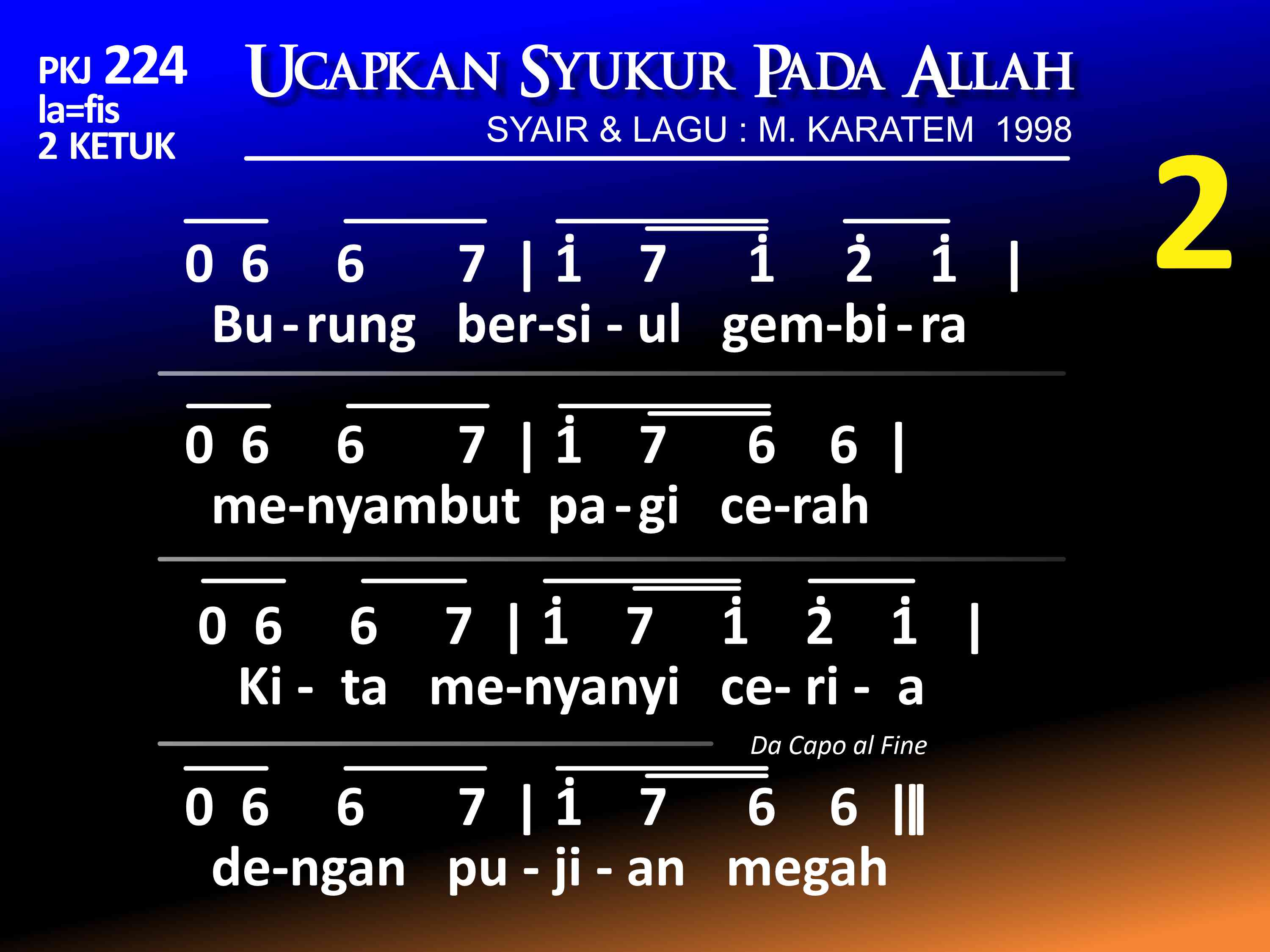 KidungOnline.com - PKJ 224 UCAPKAN SYUKUR PADA ALLAH