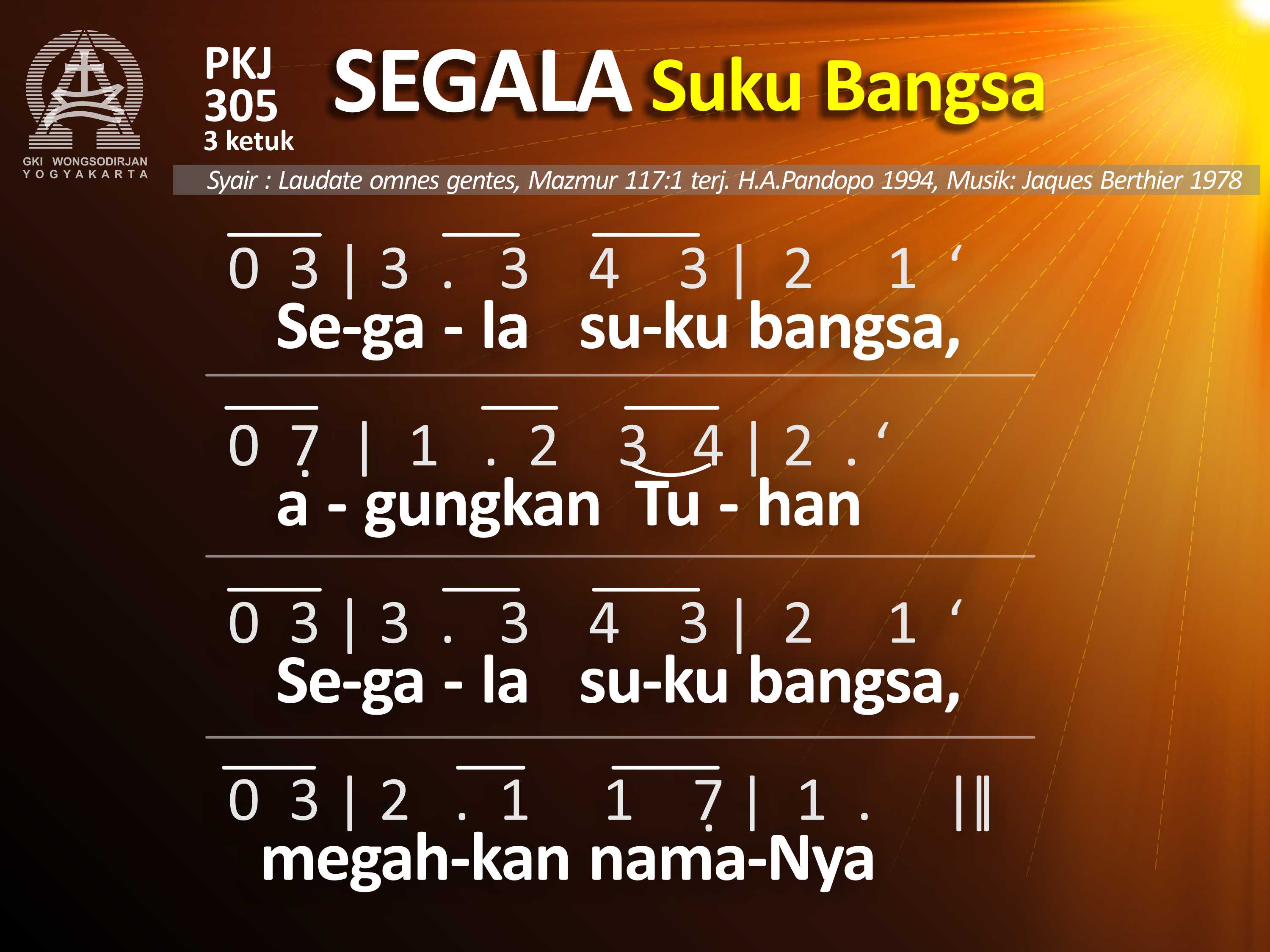 KidungOnline.com - PKJ 305 SEGALA SUKU BANGSA